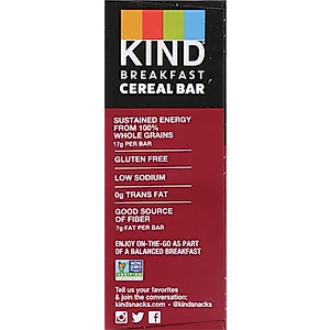KIND Breakfast Cereal Bars, Gluten Free Snacks, Cinnamon with Almonds, 9.3oz Box (6 Bars)