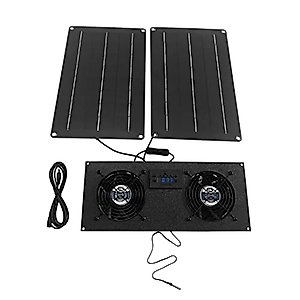 Coolerguys Dual Solar Powered 120x38mm Fan Cooling Kit with Thermostat for RV's, Small Chicken Coops, Greenhouses, Doghouses, Sheds, and Other Enclosures