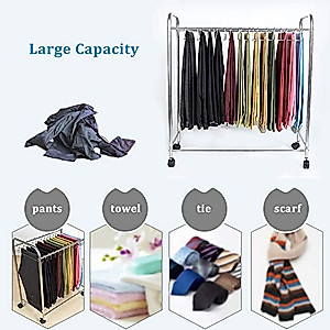 Trolley Stainless Steel Pants Hangers Rolling Trolley, Trouser Skirt Dress Jeans Closet Storage Organizer Rack, Anti Rust, Space Saving (Size : 24 Hangers)