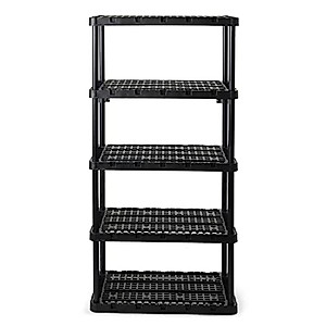 Gracious Living 5 Shelf Knect-A-Shelf Ventilated Heavy Duty Storage Unit 18 x 36 x 72 Organizer System for Home, Garage, Basement & Laundry, Black