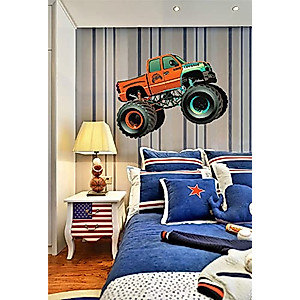 Monster Truck Wall Stickers, Truck Wall Decals for Boy’s Bedroom, Gift for Kids, Car Décor for Baby Boys Kids Bedroom Nursery or Man Cave