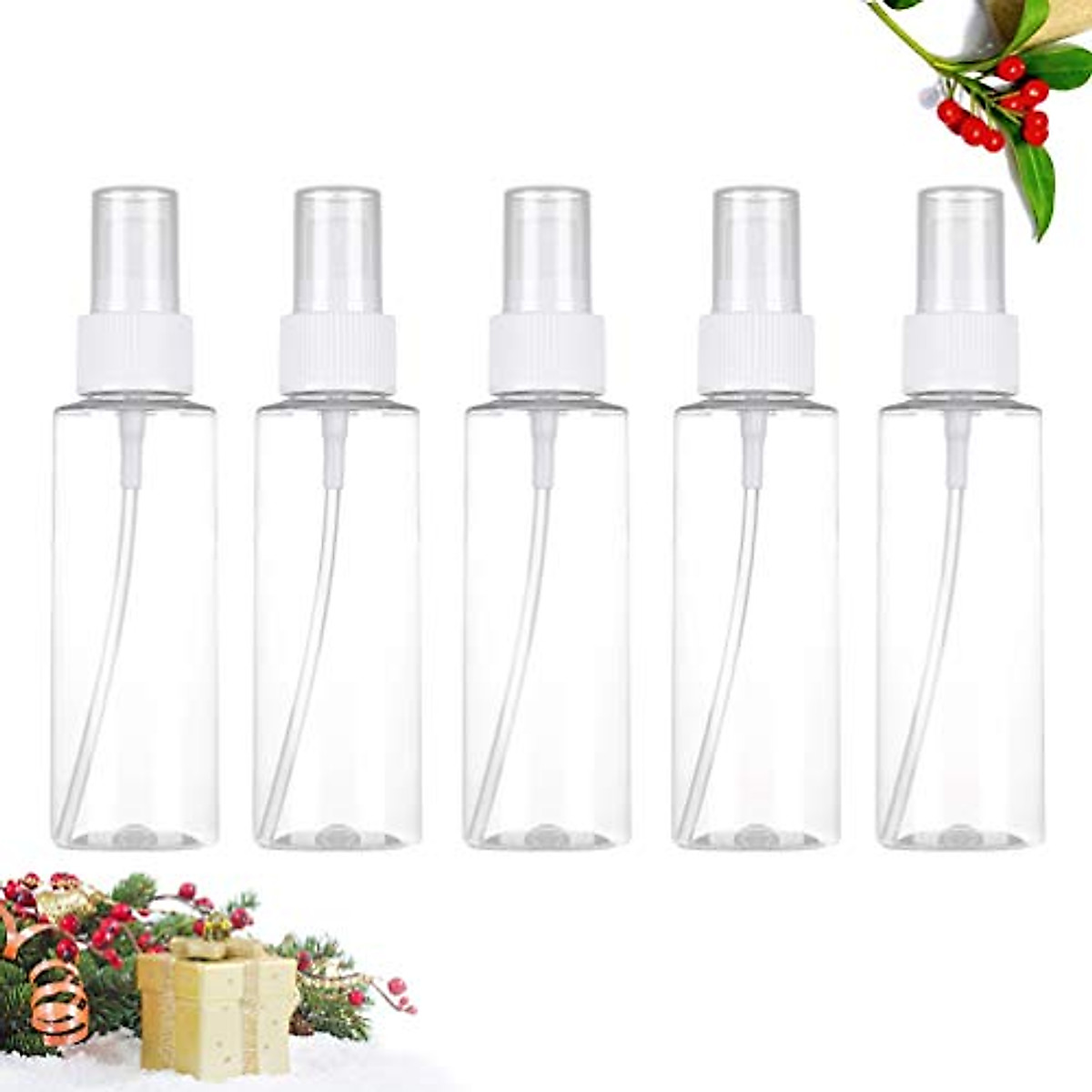 FALOME 5pcs Clear Empty Spray Bottles Refillable Cosmetic Containers for Cleaning Products for Travel