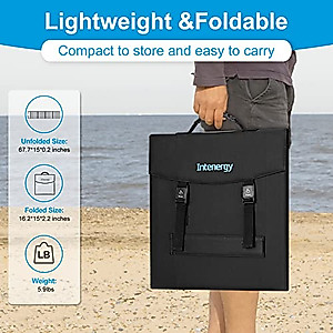 Intenergy 100W Portable Solar Panel Monocrystalline Foldable Folding Charger with Dual USB QC3.0 21.98V DC Outputs Compatible with Jackery/Anker/Bluetti/Flashfish Power Stations for Camping RV Hiking
