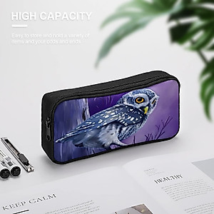 Night Owl Bird Pencil Case Stationery Pen Pouch Portable Makeup Storage Bag Organizer Gift