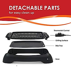 Elite Gourmet EGL-3450 Smokeless Indoor Electric BBQ Grill Dishwasher Safe, PFOA-Free Nonstick, Adjustable Temperature, Fast Heat Up, Low-Fat Meals Easy to Clean Design, Black