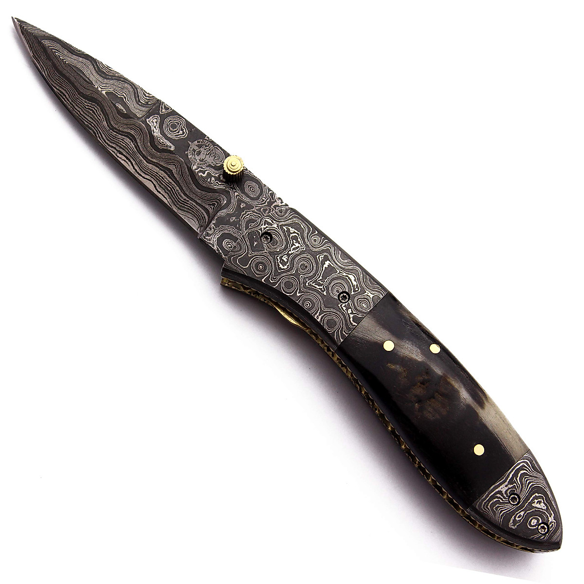 WolfKlinge Handmade Damascus Steel Pocket,FoldingKnife Bowie for Hunting,Survival,Camping,Bushcraft and Fishing -Fixed Blade Dagger with Folding Full Tang-Micarta Handle with Cowhide-Leather Sheath-DCX 21 -96