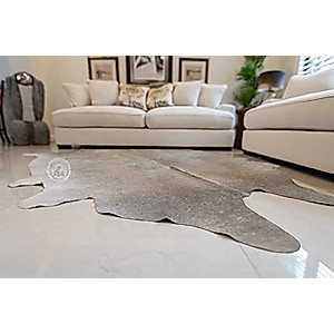 Genuine Grey Beige Cowhide Rug Large 6 x 6-7 ft. 180 x 220 cm