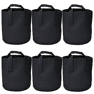 Ming Wei Garden Plant Bags / 6-Packs 5 Gallon Grow Bags/Aeration Fabric Pots/Handles (Black)