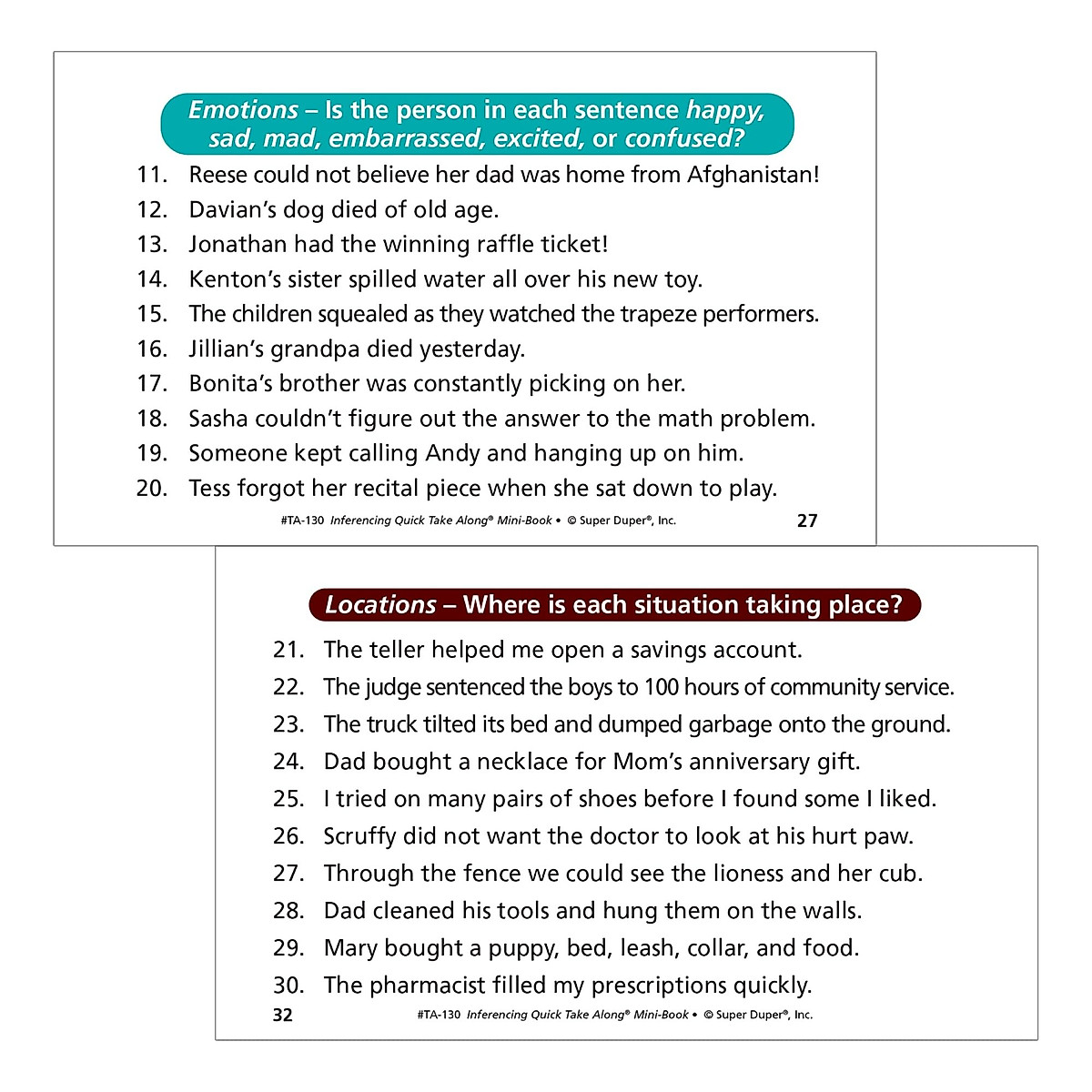 Super Duper Publications | Inferencing Quick Take Along® | Educational Learning Resources for Children