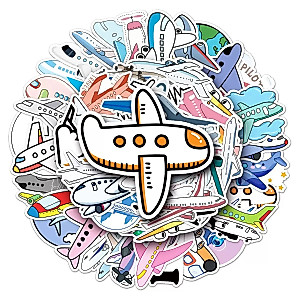 Airplane Stickers 50 Pieces Cartoon Airplane Waterproof Vinyl Decal for Laptop Flask Water Bottle Scrapbook Helmet Cell Phone Skateboard Decor Decal Kids Teen Adult Fashion Stickers