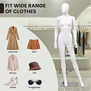 GOFLAME Female Mannequin Full Body, 69 Inches Realistic Mannequin Torso with Adjustable Postures & Detachable Body Parts, Sturdy Metal Base, Dress Model for Window Display, Exhibition, Drawing Office