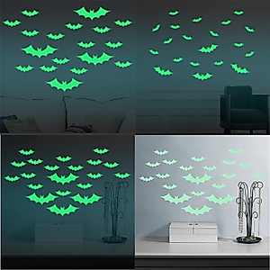 Halloween Bats Wall Decals Decorations Glow in The Dark, Fluorescence Wall Stickers for Halloween Party Kids Home Room Decals
