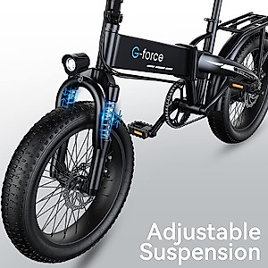 G-Force T42 Electric Bike for Adults Foldable 20"x4.0" Fat Tire,48V 20A Removable Battery,750W Motor 30MPH Shimano 7-Speed Ebike with Adustable Shock Absorber,LCD Display