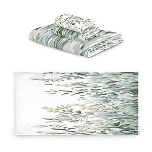 Flradish Green Leaves Towels 3 Pack Bath Towels for Bathroom Set Soft Cotton Highly Absorbent Lightweight & Quickdry Towel Set 1 Bath Towel,1 Hand Towel,1 Washclothe