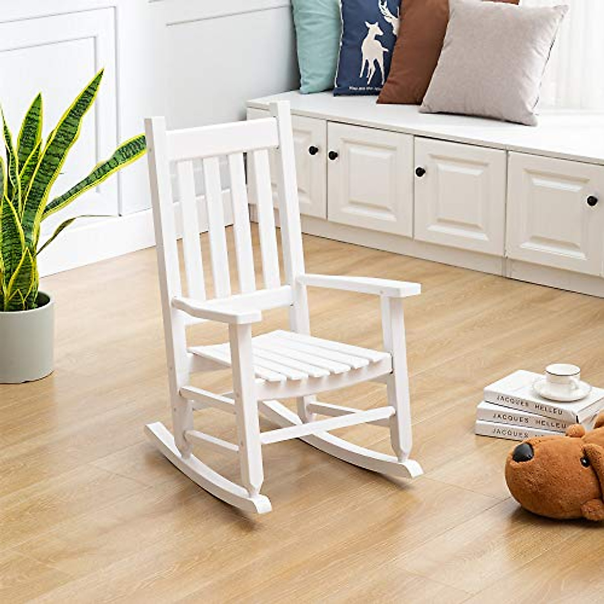 B&Z KD-23W Child's Wooden Rocking Chair Porch Rocker - Indoor/Outdoor Ages 6-10 (White)
