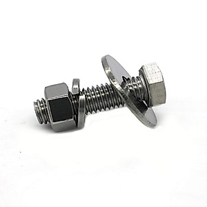 (10 Sets) 5/16-18x2" Stainless Steel Hex Head Screws Bolts, 5/16 Nuts, 5/16 Flat Washer & 5/16 Lock Washers, 18-8 (304) S/S, Fully Threaded by Bolt Fullerkreg