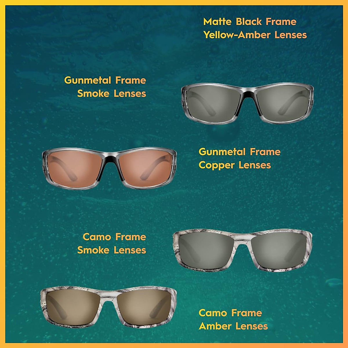 Flying Fisherman Polarized Sunglasses with 100% UVA & UVB Protection for Fishing, Biking, Golf, Hiking, Beach, Driving – BUCHANAN, Camouflage Frames with Amber Tinted Lenses (7719CA)