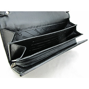 Pelgio Genuine Stingray Skin Leather Shoulder Cross Body Bag Purse (Black)