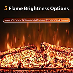 Dreamflame 36 inch Electric Fireplace, Wall Fireplace Electric with Remote Control, Realistic Log and Crackling Sound, Overheating Protection and Timer, 750/1500W Black