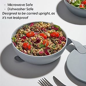 W&P Porter Plastic Bowl Lunch Container w/ Protective Non-slip Exterior, Cream 1 Liter | Lid & Snap-tight Silicone Strap | Food Storage, Bento Box, Meal Prep | BPA-Free Plastic