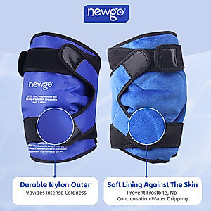 NEWGO Ice Pack for Knee Replacement Surgery, Reusable Gel Cold Pack Wrap Around Entire Knee Ice Pack Wrap for Injuries, Pain Relief, Meniscus Tear, ACL, Swelling