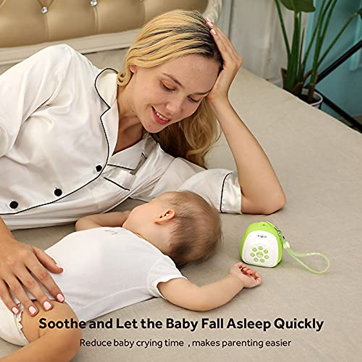 KIOZZIK Portable Sound Machine with Lullabies, White Noise Machine for Sleeping Baby, Kids, Adults, 26 Soothing Nature Sounds, USB Rechargeable, Timer & Memory Features, for Travel, On-The-Go