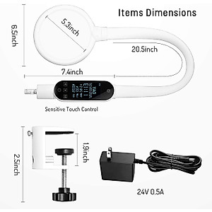 CELYST 15W LED Desk Lamp with Clamp, Date, Calendar, Touch Panel, 28.3 Long Arm Flexible Desk Light for Video Conferencing, Architect/Task/Drafting Light, 3 Color Modes, 15 Brightness Dimmable, White