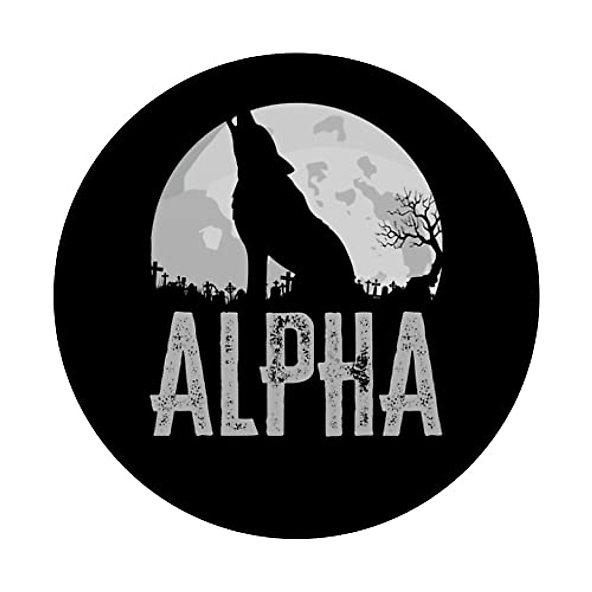 Wolf Howling Silohouette PopSockets Swappable PopGrip