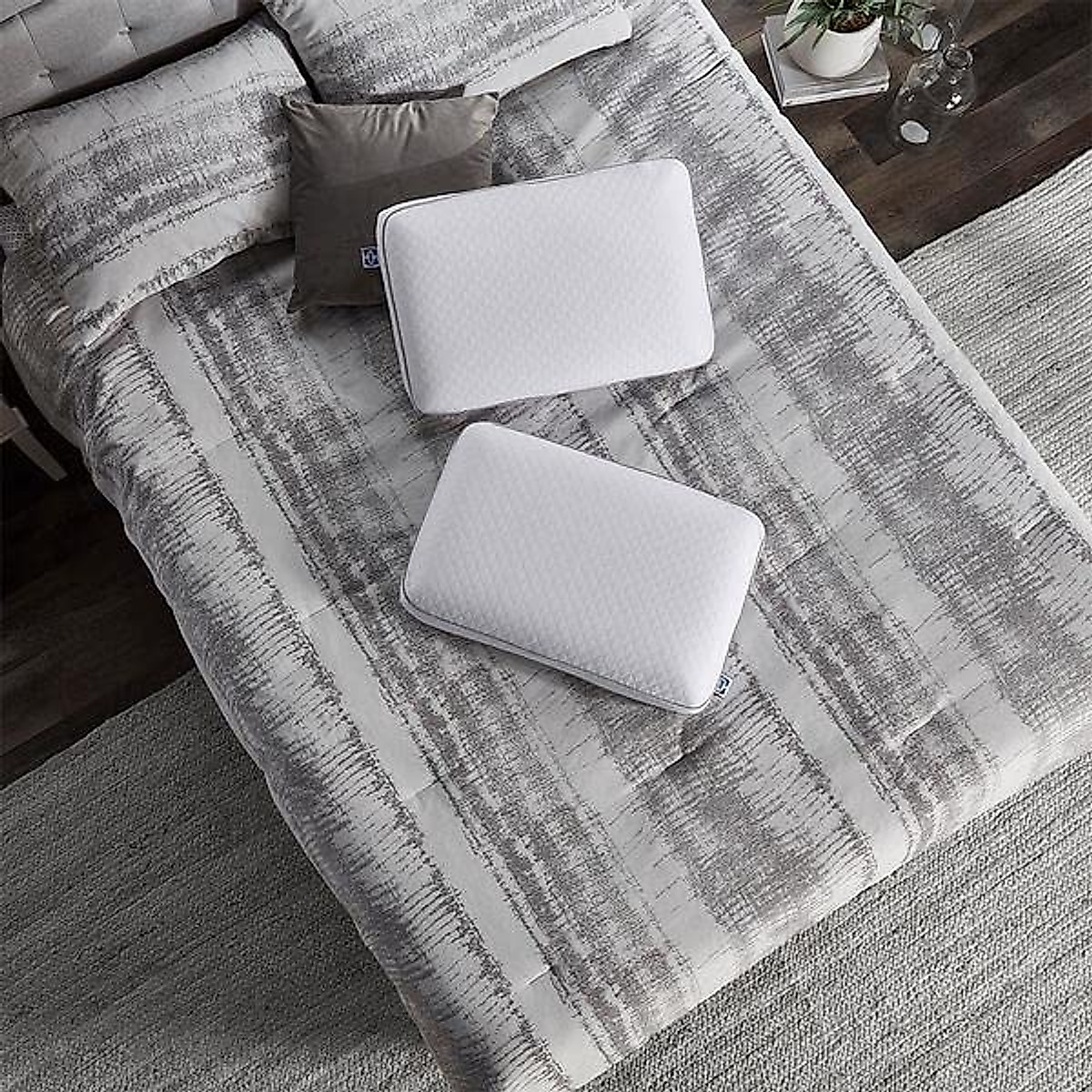 Sealy Essentials Memory Foam Bed Pillow for Pressure Relief, Adaptive Memory Foam Pillow with Washable Knit Cover, Standard, 24 x 16 in x 5 in,White