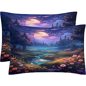 OmErsa Forest Duvet Cover Queen Size Bedding Set 3 PCS, Fantasy Nature Comforter Cover & 2 Pillowcases Soft Microfiber Patterned Bedroom Decorations for Adults Teens