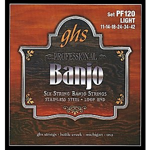 GHS Strings, Banjo Strings (PF120), Light, 11-42