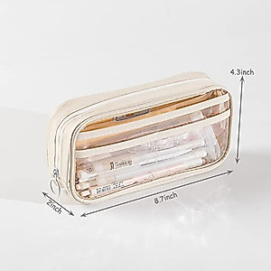 Clear Pencil Case Big Capacity Pen Bag Clear Case Marker Pouch Multifonction Organizer Box Transparent case Makeup Bag Office College School Gift for adults Teen Girl Boy