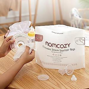 Momcozy Microwave Steam Sterilizer Bags, 8 Count Travel Sterilizer Bags Reusable for Breast Pump Parts/Baby Bottles, Up to 20 Uses Per Bag, Breastpump Accessories for Momcozy S9 Pro/S12 Pro
