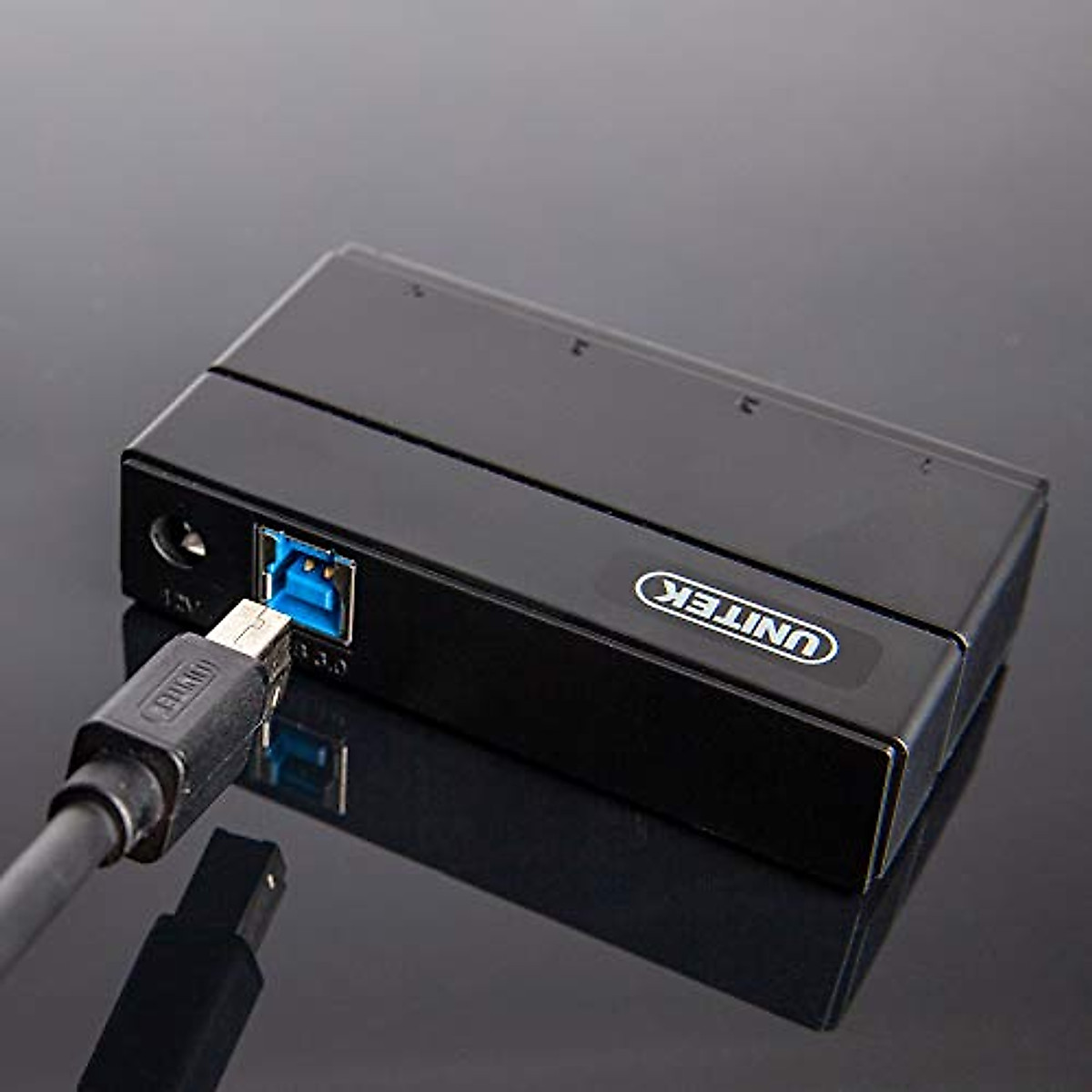 UNITEK Active USB Hub 4 Port 3.0 Gen 1 + Power Supply, SuperSpeed Data Hub Multiport Splitter for PC, Laptop, Keyboard, Mouse, Printer, iOS (Mac) + Windows Compatibility, Plug & Play Black