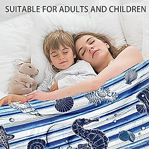 Cooling Blankets for Hot Sleepers, Night Sweats Summer Blanket Lightweight Double Sided Cool Effect, Soft Cold Blankets for Hot Sleepers Sleeping 79"x86" Absorb Heat Keep Cool(Ocean Theme)