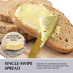 LAH KITCHEN BUTTER SPREADER KNIFE STAINLESS STEEL | 3 in 1 Multifunction Butter Knife Curler Grater | Extra Wide Professional Butter Knife SILVER