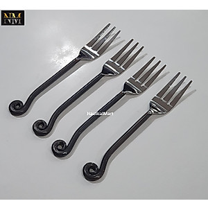 Treble Chef 7 1/2" Salad Fork (Set of Four) Medieval Twisted Dining Hall Eating/Feasting Utensils Set Functional Fork Cutlery For Family Dinner/Hotel/Restaurant Eating Set For Carrying
