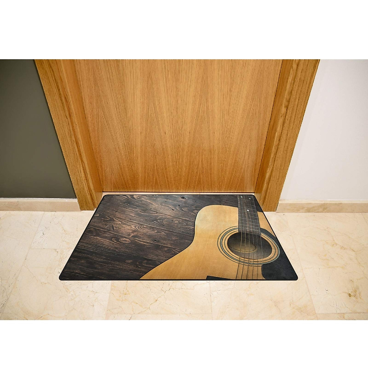 VIKKO Stylish Guitar Wooden Doormat Floor Mat 31 x 20 inch Indoor Entrance Rug Decor Entryway