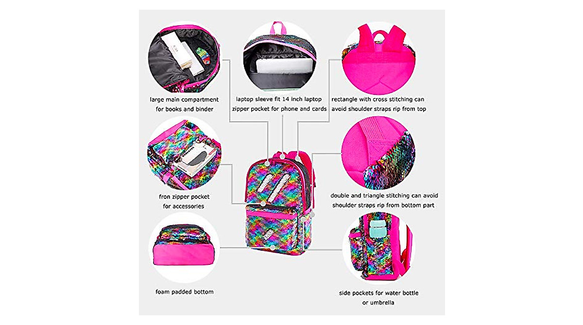 Cute Flip Sequin Backpack for Kids - Rainbow Style