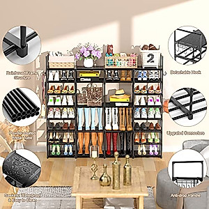 Polegas Large Shoe Rack Shoe Organizer for 62-66 Pairs Shoes and Boots, Metal Shoe Rack Organizer, 8 Tiers Shoe Storage Shelf, Space Saving Shoe Cabinet for Entryway Closet Garage Bedroom Cloakroom