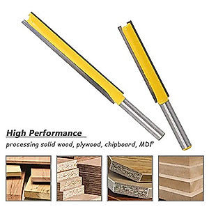 Mesee Set of 2 Pieces Extra Long Straight Router Bit Set, 1/4-Inch Shank Double Flute Straight Grooving Bits Trimming Cutter Woodworking Milling Tools with 2" & 3" Cutting Height