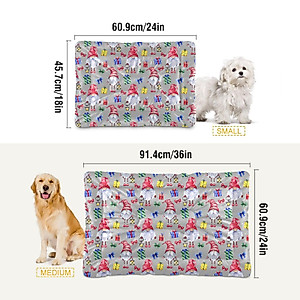 Coikll Scandinavian Christmas Gnomes Pet Bed Pad Soft Dog Bed Mat with Anti-Slip Bottom, Machine Washable Crate Pad Mattress for Dog Sleeping- 24 * 18inches