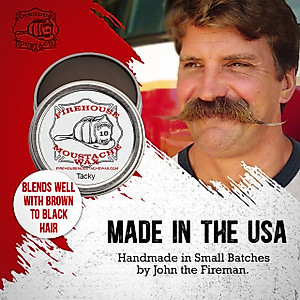 Firehouse Moustache Wax WACKY TACKY - Strong Heavy-Duty Dark Mustache & Beard Wax, Naturally Scented & Colored, All-Weather Mustache Wax (1 Ounce Tin); HANDMADE in Small Batches by John the Fireman