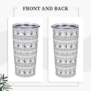 20oz Tumbler Gorgeous Deer Snowflake Double Wall Vacuum Insulated Coffee Mug with Lid and Metal Straw Brush Reusable Stainless Steel Water Bottle Travel Cup Gifts for Car Ice Drinks Hot Beverage