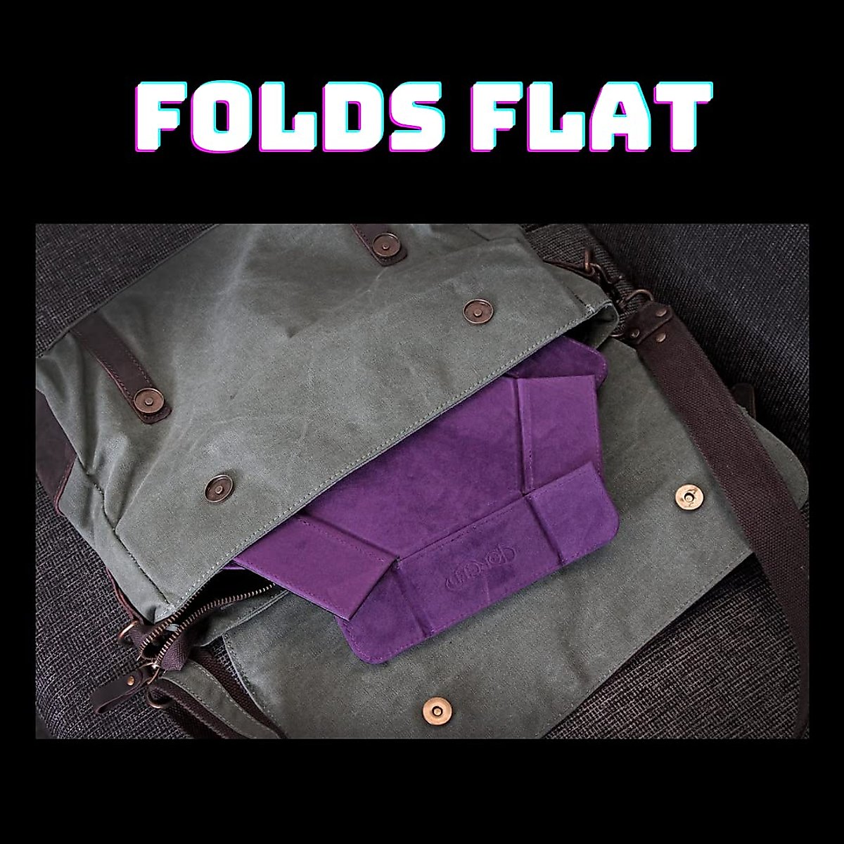 Forged Dice Co. 6.5 Inch Magnetic Folding Dice Tray - Portable Folding Dice Rolling Tray for use as DND Dice Tray D&D Dice Tray or Dice Game - Quiets Rolling Metal Dice and Folds Flat - Purple