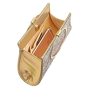 MOSSMON Crystal Clutch Purses Bride and Bridesmaid Handbag Elegant Wristlet Evening Bag for Women（Gold）