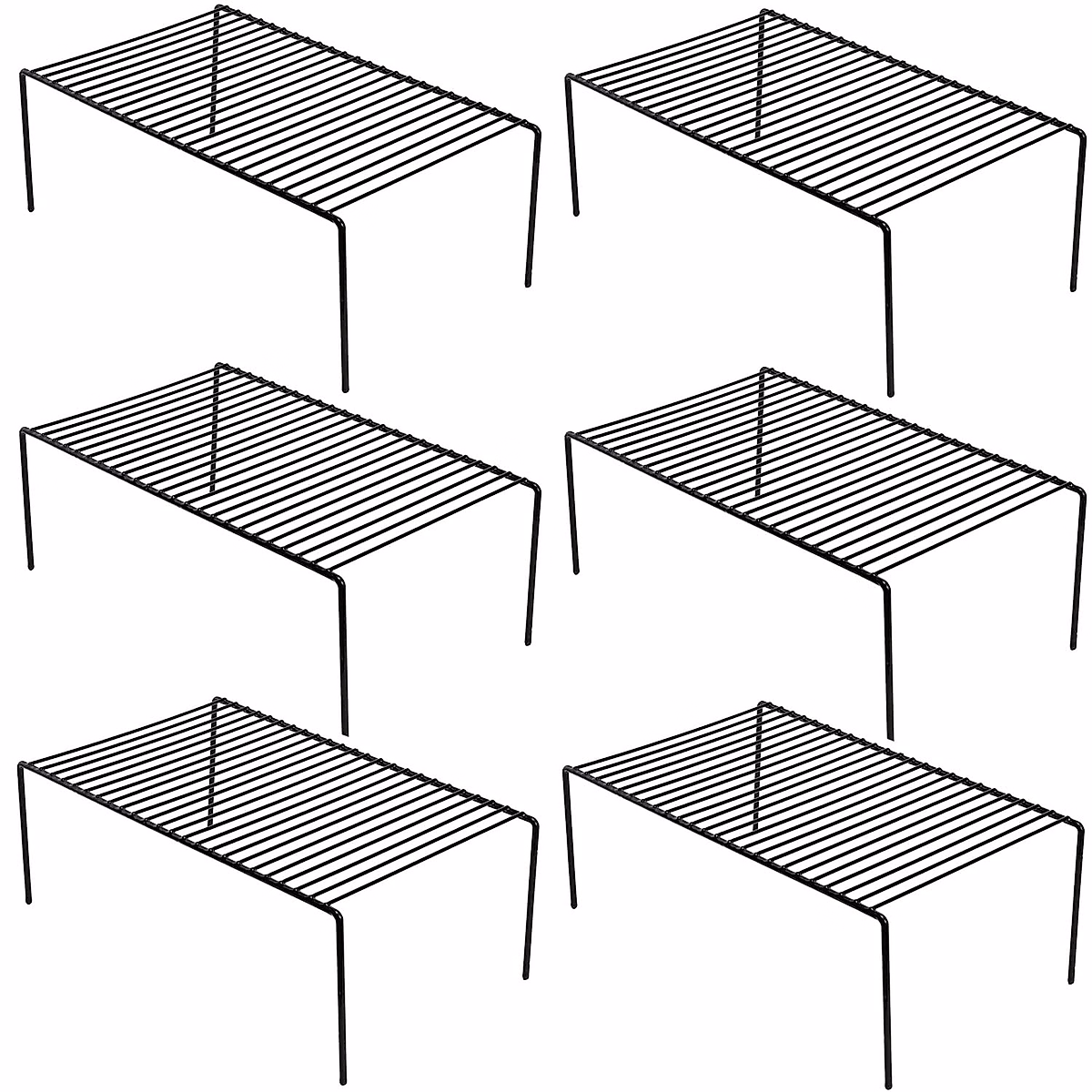 ARCCI Kitchen Cabinet Shelf Organizer Set of 6, Medium (13 x 9.4 inch) Rustproof Metal Wire Pantry Storage Shelves, Dish Plate Racks for Cabinets, Freezer, Counter, Cupboard Organizers and Storage