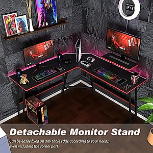 BORGEBY L Shaped Desk, Gaming Desk, Corner Computer Desk with Monitor Shelf, Home Office Desk with Large Desktop, Pc Desk for Working/Gaming/Sturdy/Writing, Corner Desk