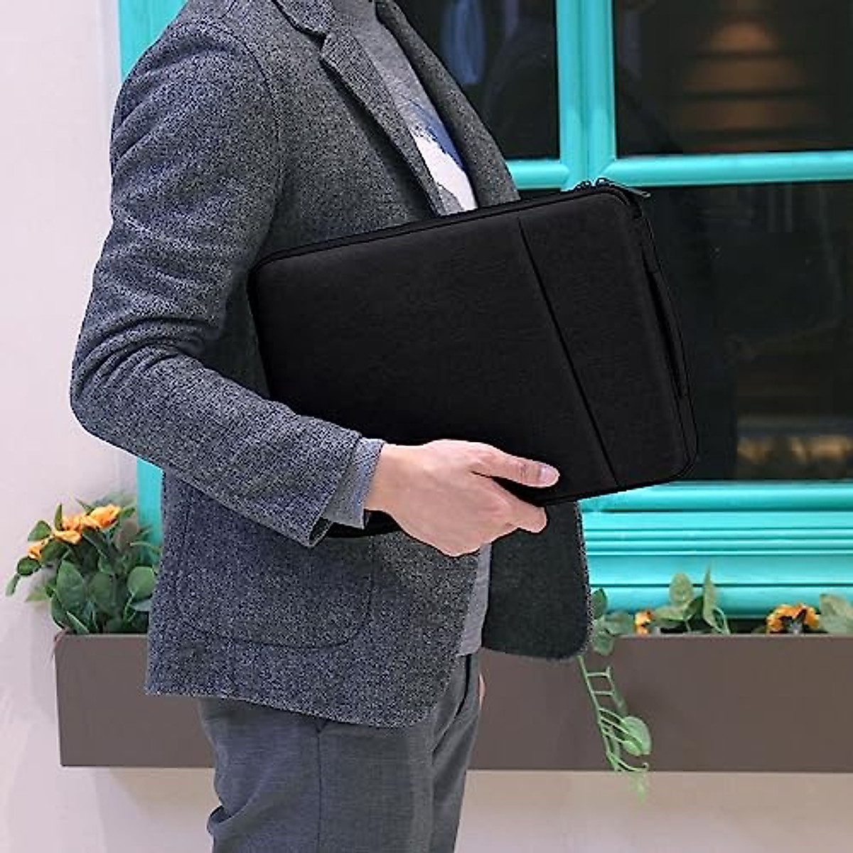 Laptop Sleeve Case for 2023 MacBook Air 15.3 inches A2941 M2 Chip Canvas Handbag Portable Package Pouch Carrying Travel with Stainless Steel Zipper Polyester Accessories (Black)
