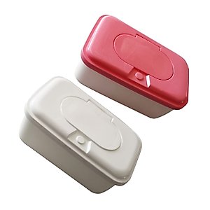 Hohopeti 2 Pcs Wipes Dispenser Wipe Holder with Lid Box Case Keeps Wipes Fresh Refillable Wipes Container for Baby and Adult Use Bathroom and Travel Wipe Holder